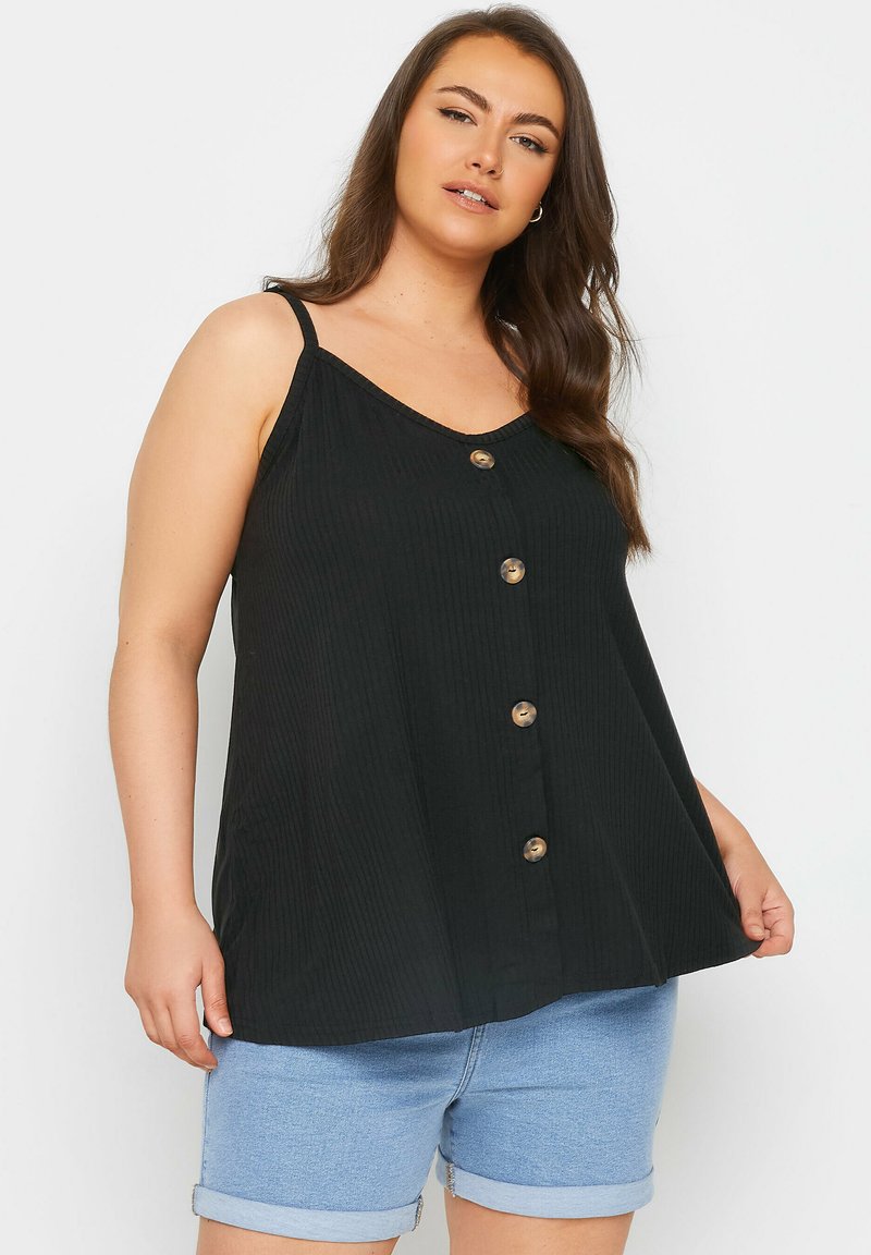 Yours Clothing BUTTON FRONT CAMI - Top - black/anthracite - Zalando