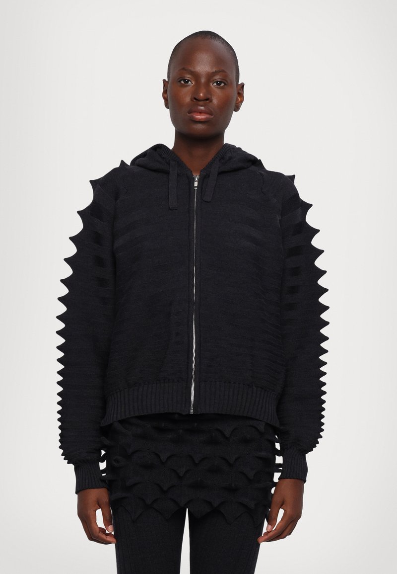 Chet Lo SINGLE SPIKE ZIP HOODIE - Sweater met rits - heather grey/grijs ...