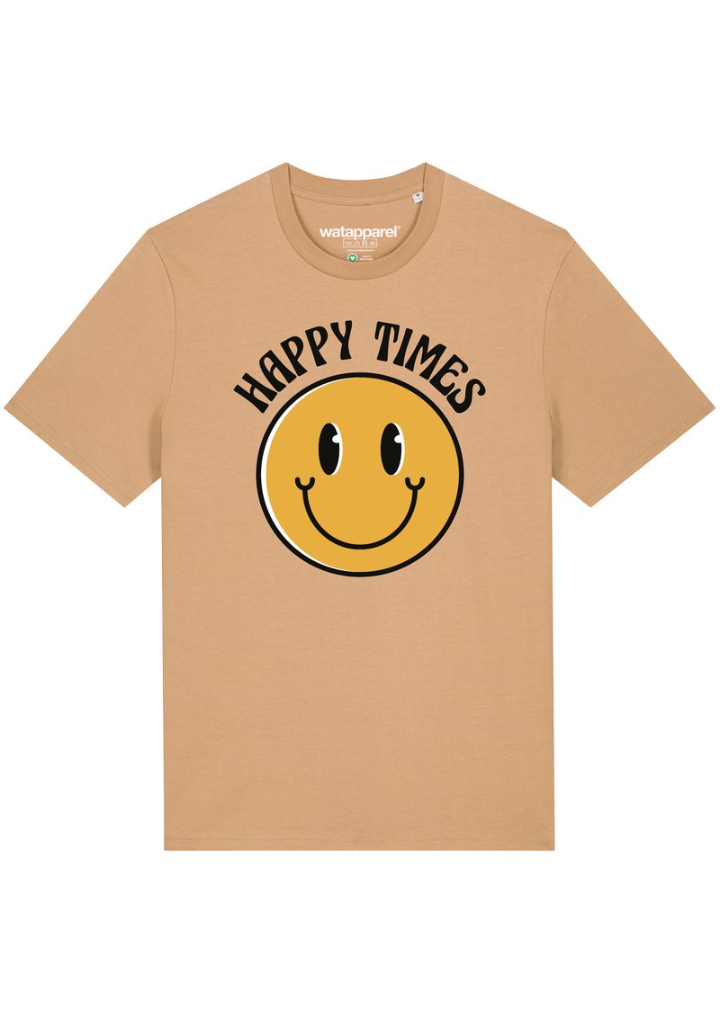 watapparel HAPPY TIMES SMILEY EMOJI - Print T-shirt - latte/beige ...
