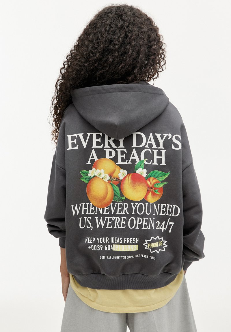 PULL&BEAR PEACH - Kapuzenpullover - dark grey/dunkelgrau - Zalando.de