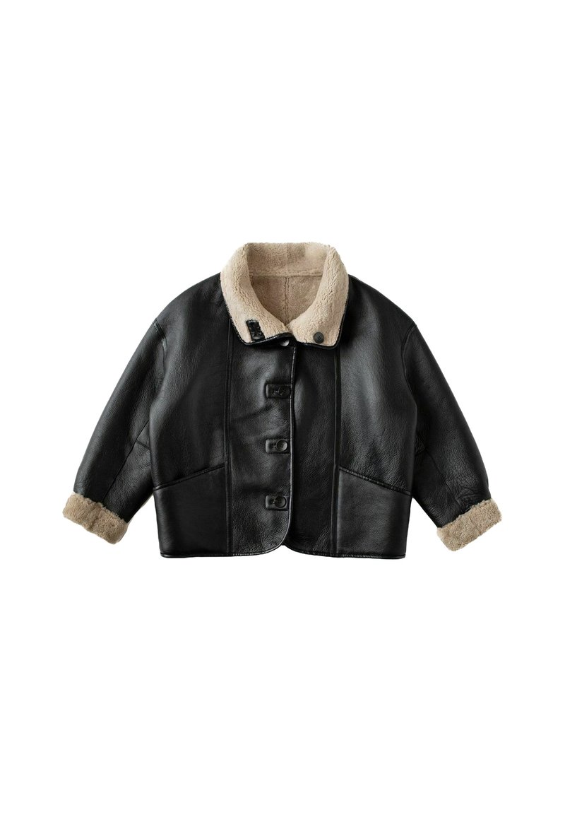JUST THINGS WE LIKE REVERSIBLE SHEARLING - Leren jas - black/zwart ...