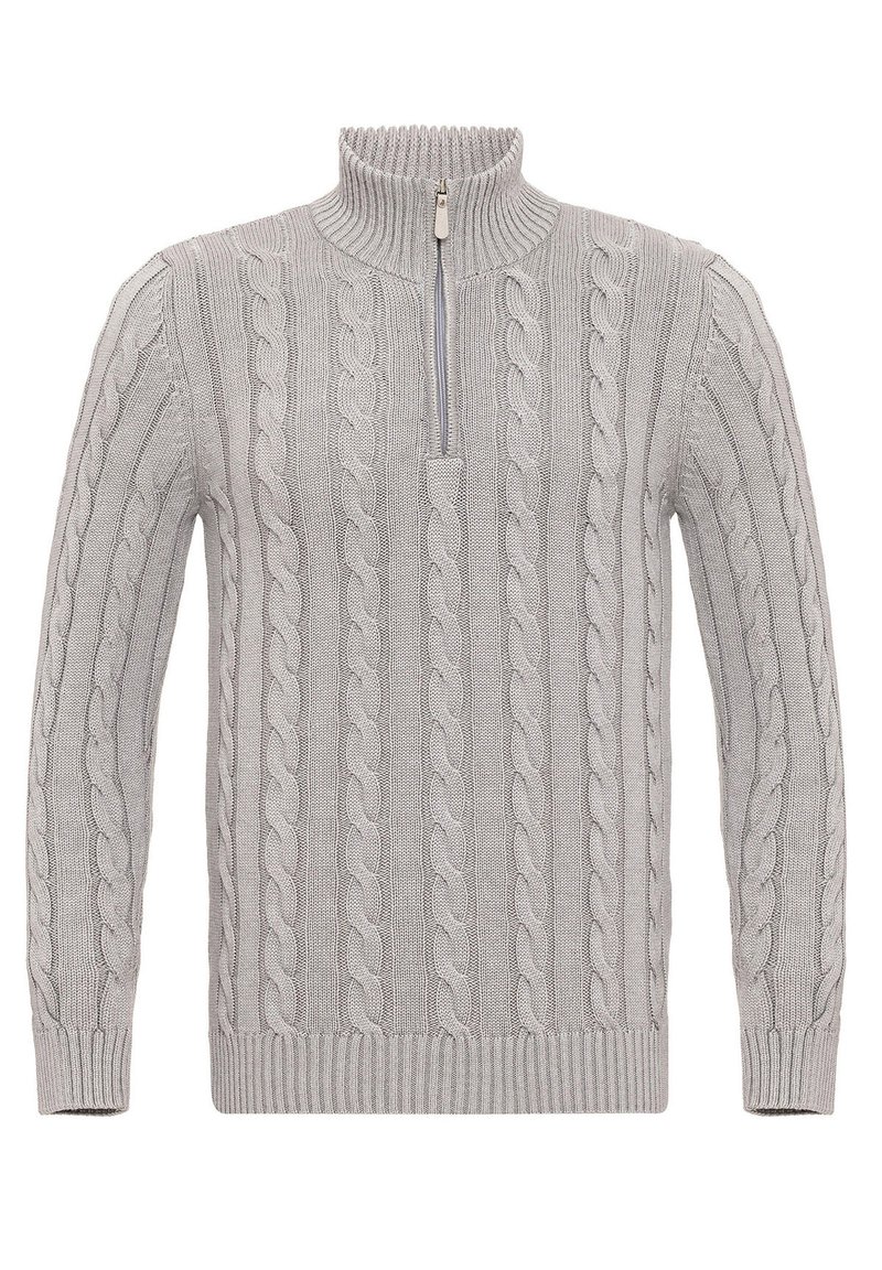 Felix Hardy CABLE HALF ZIPPER - Trui - light grey/lichtgrijs - Zalando.nl