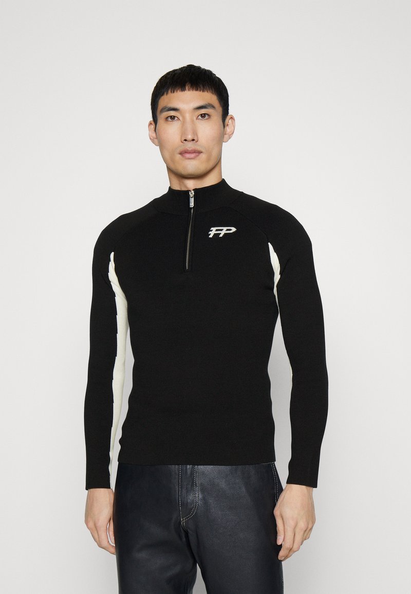Filling Pieces TURTLE NECK ZIP - Strickpullover - black/schwarz ...
