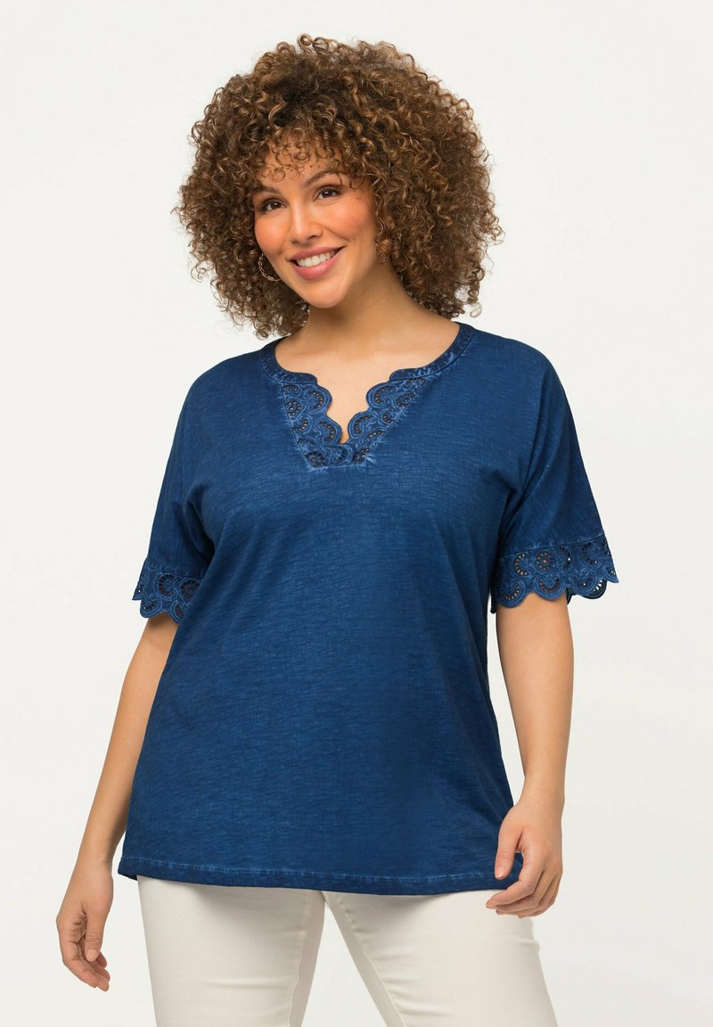 Ulla Popken T-Shirt print - dark blue/dunkelblau - Zalando.de