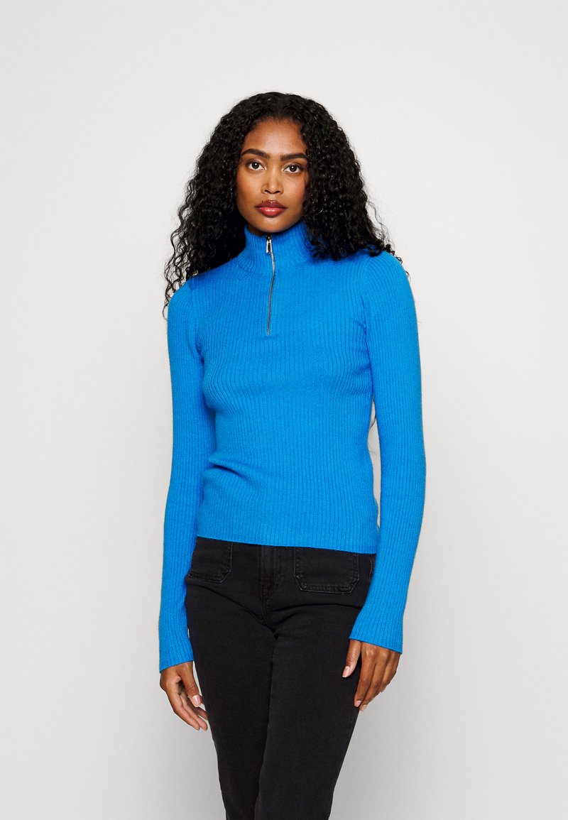 Vero Moda Tall VMGOLD HIGH NECK ZIPPER PULL - Džemper - french blue ...