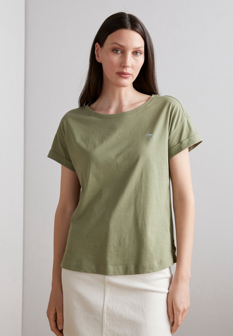 Esprit SHIMMER TEE - T-shirt basique - light khaki/kaki - ZALANDO.FR