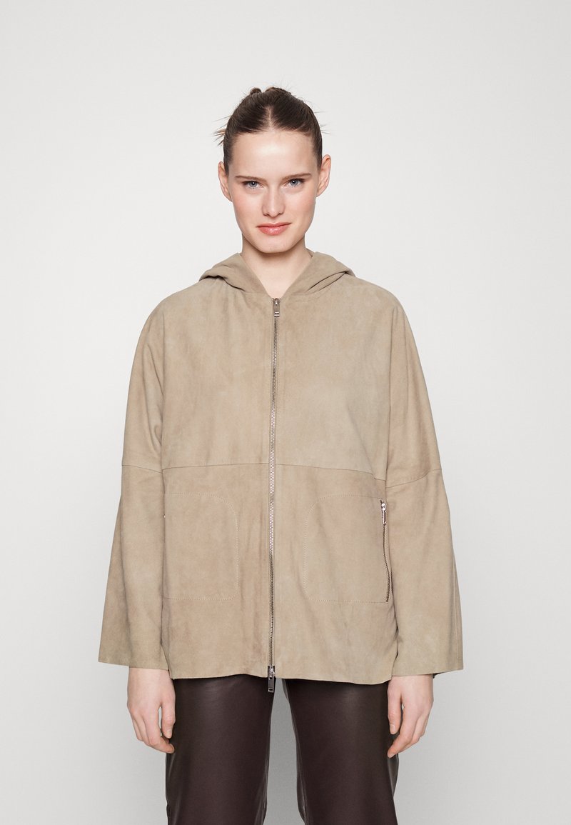 Repeat JACKET - Leather jacket - taupe grey/taupe - Zalando