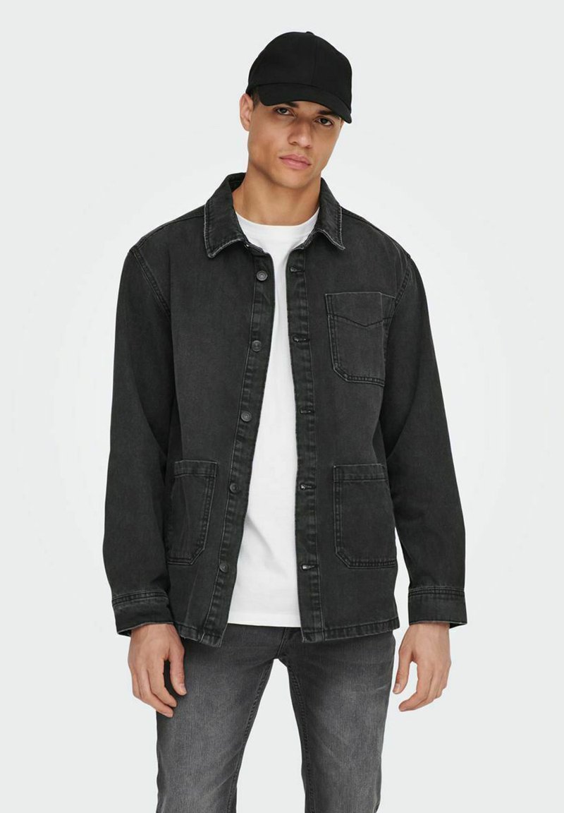 Only & Sons Giacca di jeans - washed black/grigio scuro screziato ...