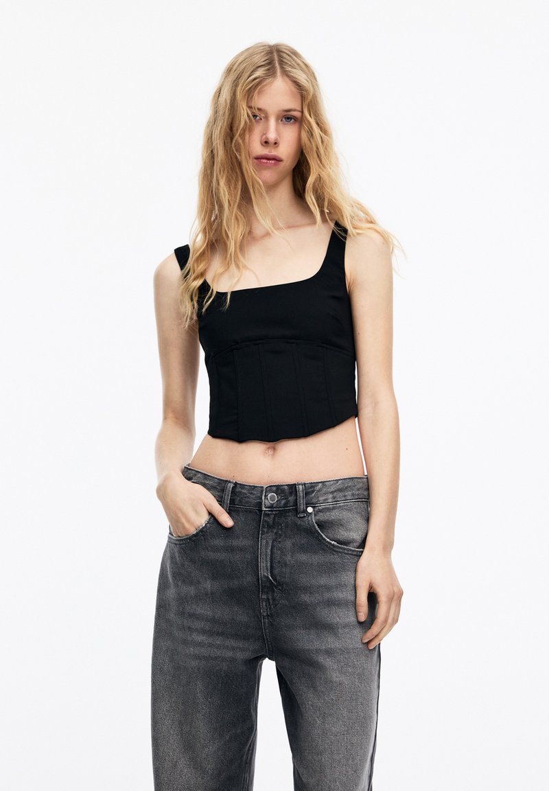 PULL&BEAR STRAPPY BODICE - Top - black/negru - Zalando.ro