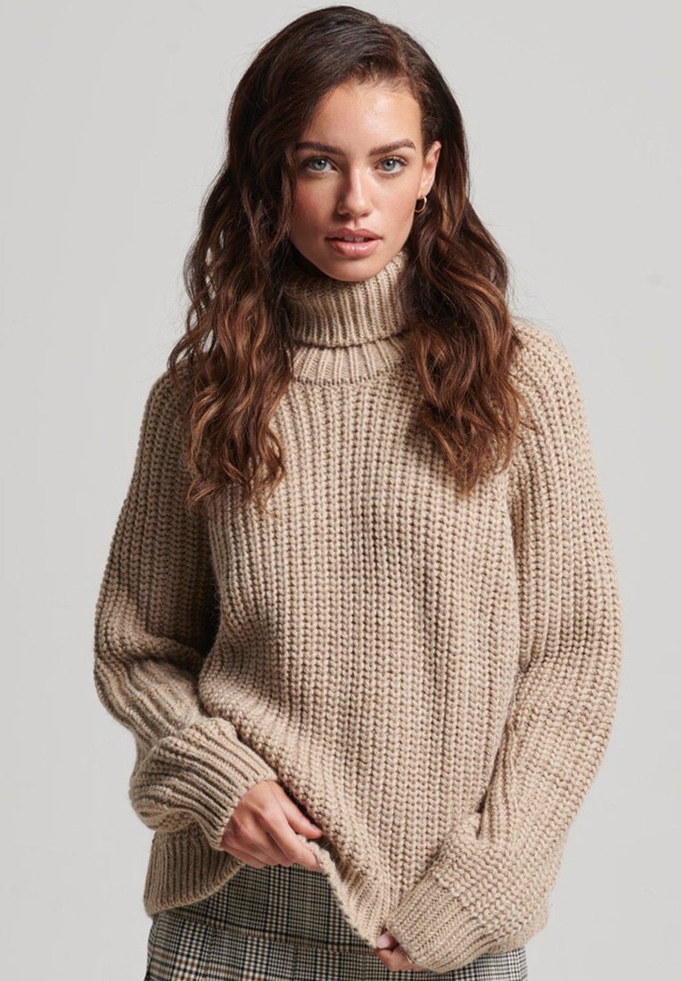 Superdry SLOUCHY STITCH ROLL NECK - Jersey de punto - soft beige marl ...