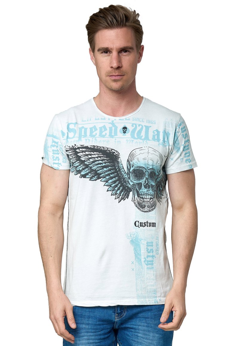 Rusty Neal MIT FRONT PRINT FLYING SKULL - T-Shirt print - weiß - Zalando.de