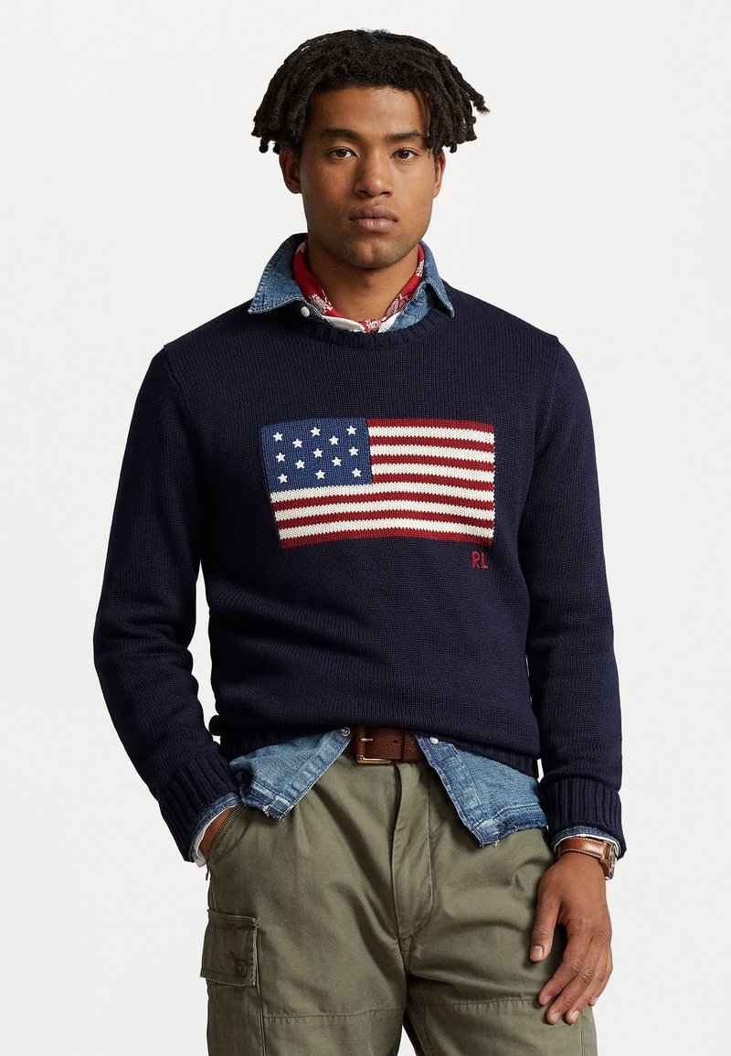 Polo Ralph Lauren THE ICONIC FLAG SWEATER - Jumper - hunter navy/dark ...