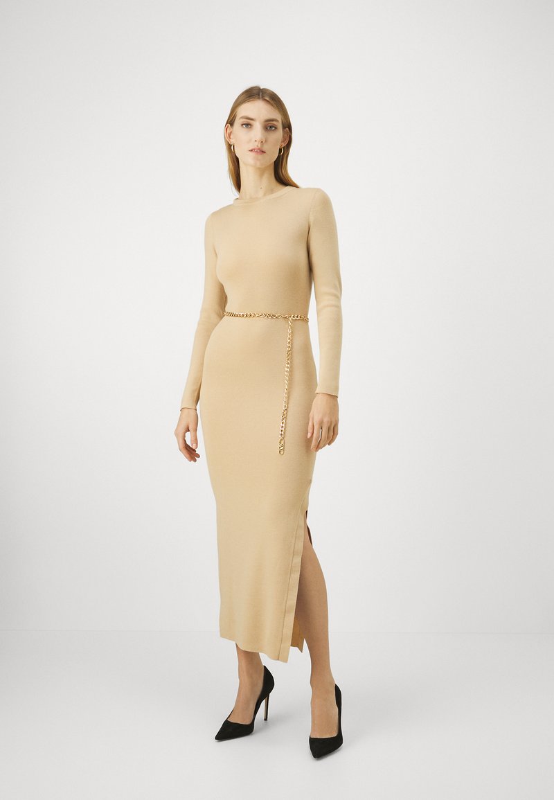 MICHAEL Michael Kors CHAIN BELT SLIT - Robe pull - buff/beige - ZALANDO.FR