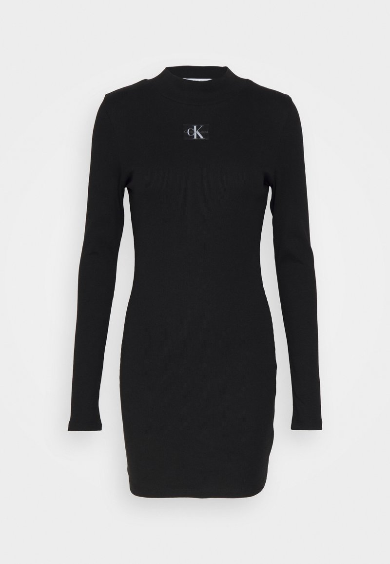 Calvin Klein Jeans LABEL DRESS - Džemperkleita - black/melns - Zalando.lv