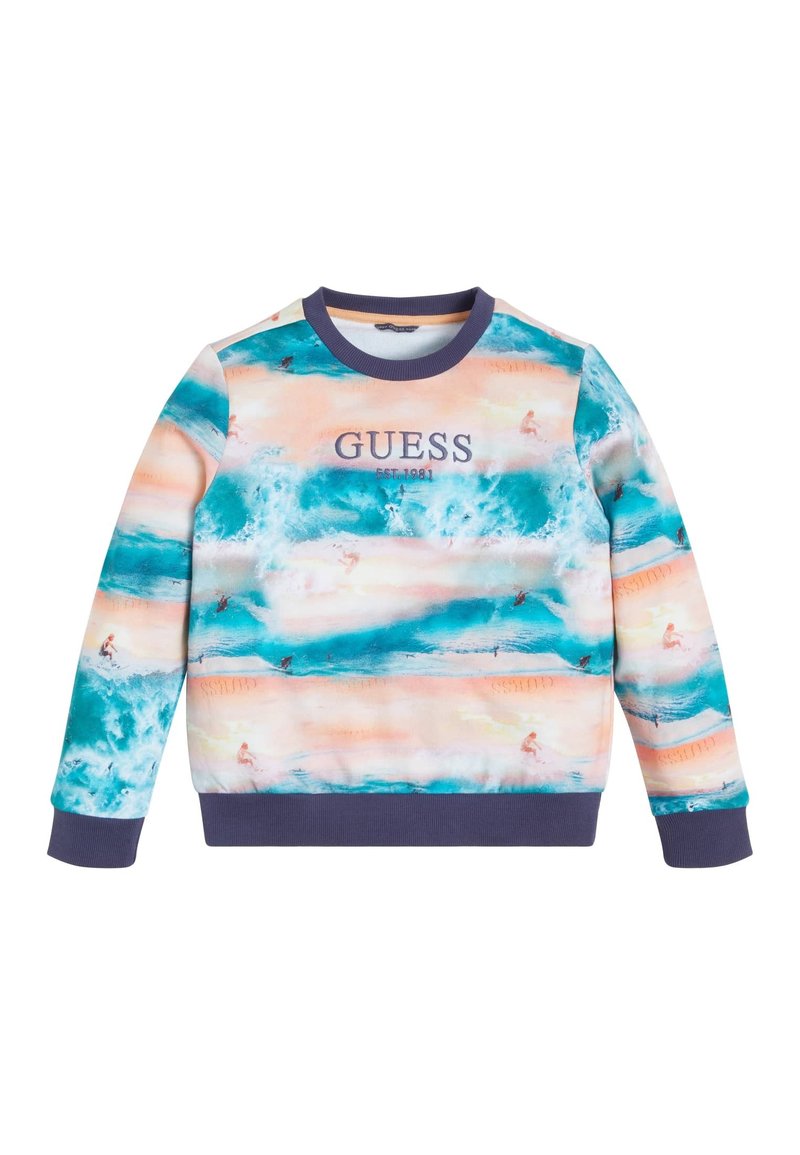 Guess Mit Allover Print Sweatshirt Mehrfarbig Grundton Blau Blau