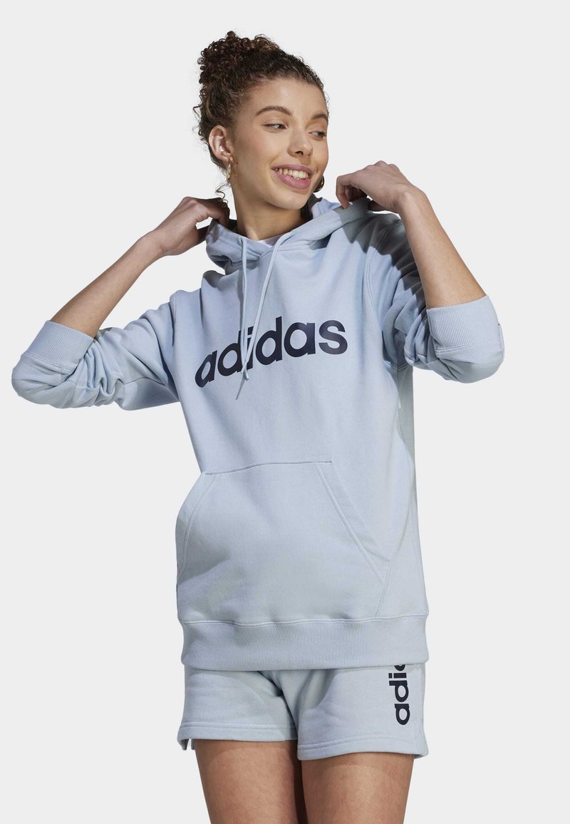 adidas Sportswear ESSENTIALS LINEAR - Hoodie - blue legend ink/blue ...