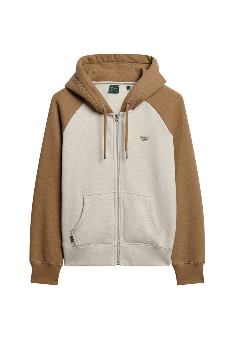 Superdry ZIPPER ESSENTIAL BASEBALL BUCK TAN BRO - Sweatjacke - beige ...