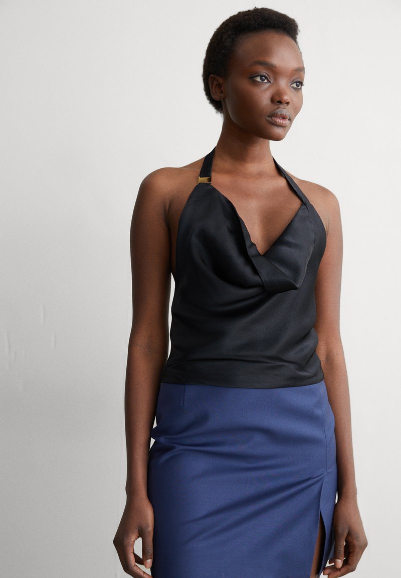 Materiel DRAPED HALTER - Felső - black/fekete - Zalando.hu