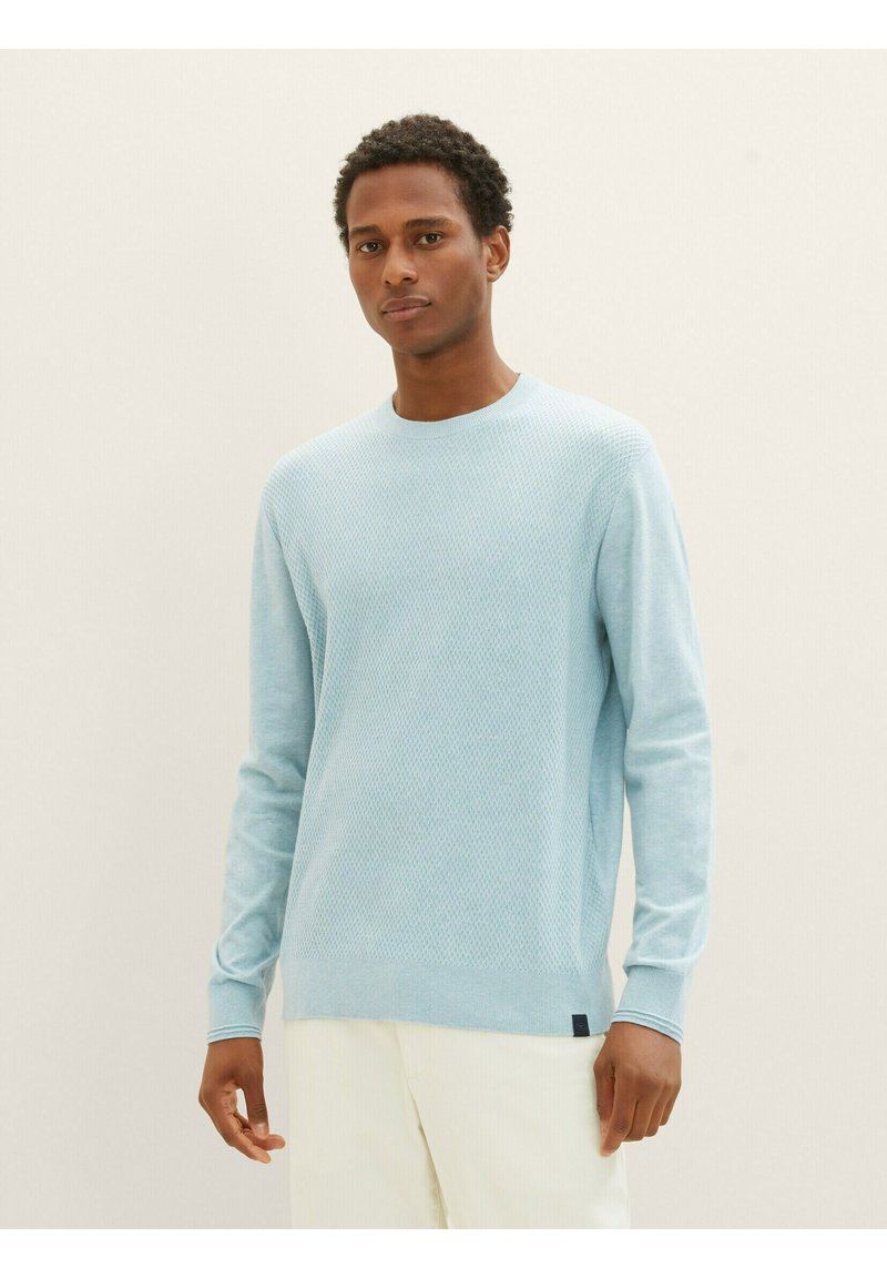 TOM TAILOR MIT STRUKTUR - Strickpullover - light blue melange/hellblau - Zalando.at