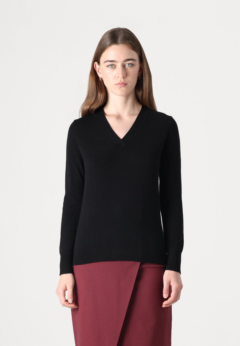 pure cashmere DEEP V NECK SWEATER - Jumper - black - Zalando.ie