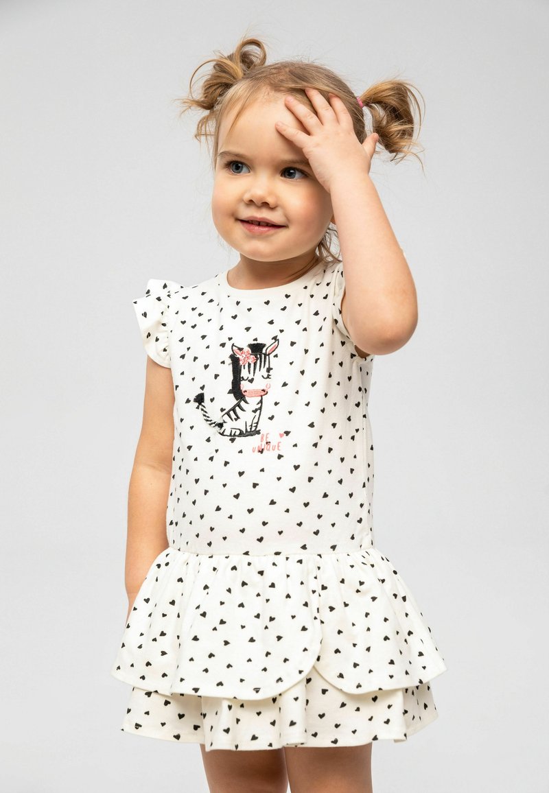 MINOTI FRILLED SLEEVES - Jerseyklänning - white/offwhite - Zalando.se