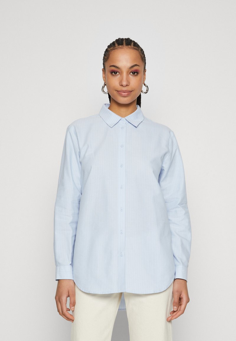 JDY JDYLOUIS LONG LOOSE - Button-down blouse - cashmere blue/light blue ...