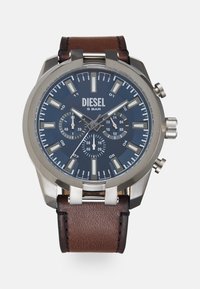 Diesel SPLIT WATCH - Hodinky se stopkami - round stainless steel case, with a blue dial./hnědá ...
