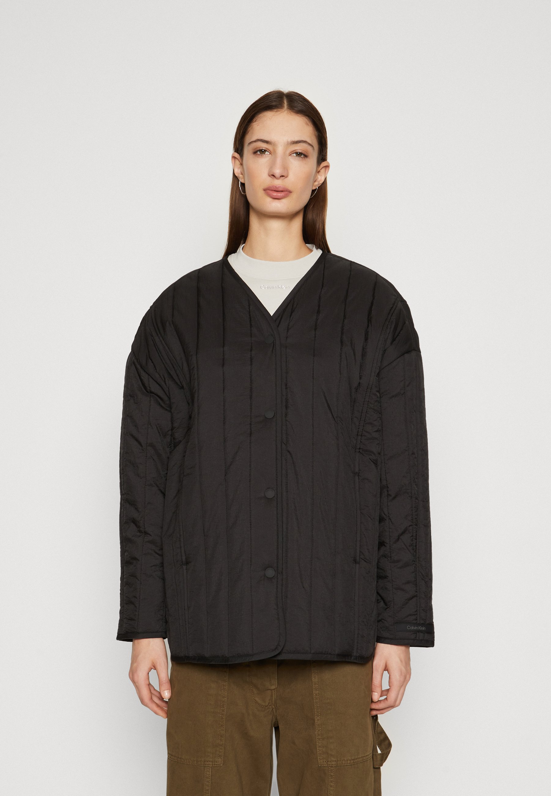 Calvin klein black quilted jacket store