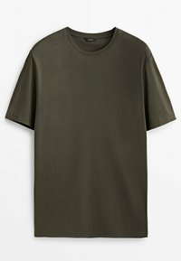 Massimo Dutti KURZÄRMELIGES AUS REINER - T-shirt - bas - dark green ...