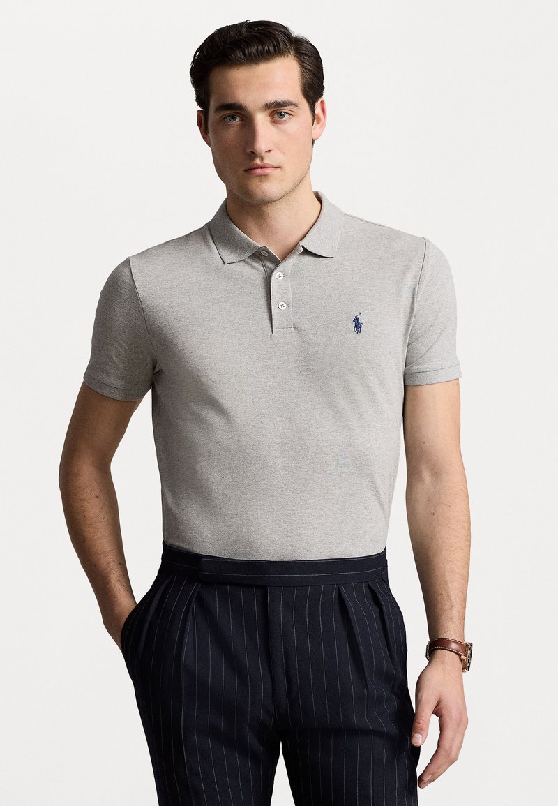 Polo Ralph Lauren CUSTOM SLIM FIT STRETCH MESH SHIRT - Poloskjorter - andover heather/lysgrå ...
