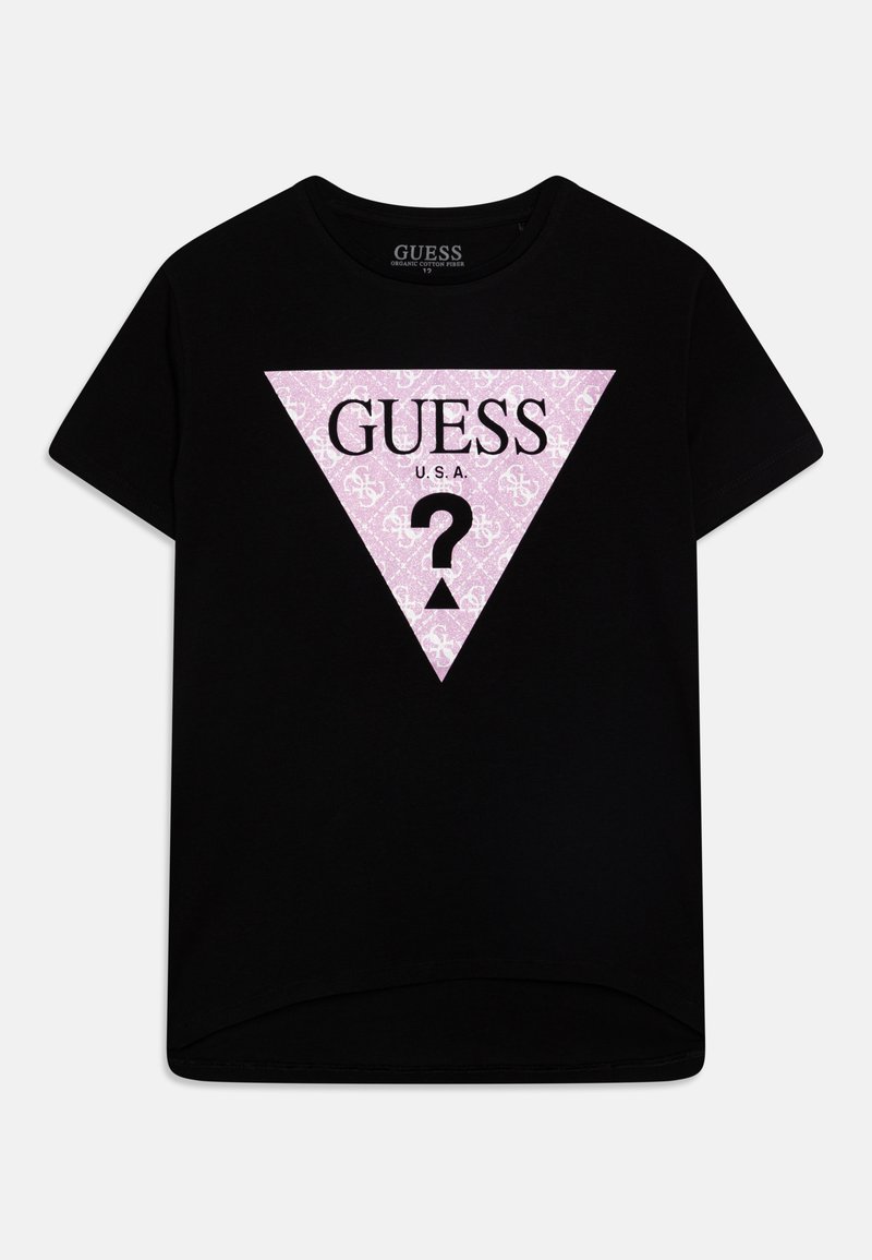 Guess JUNIOR HIGH LOW - T-Shirt print - jet black/schwarz - Zalando.at