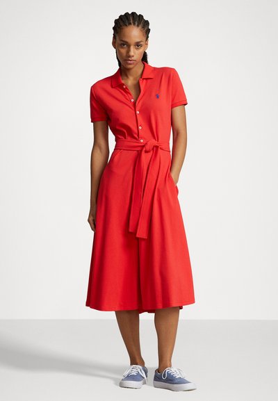 Polo Ralph Lauren SHORT SLEEVE DAY DRESS - Robe chemise - bright hibiscus/rouge - ZALANDO.CH