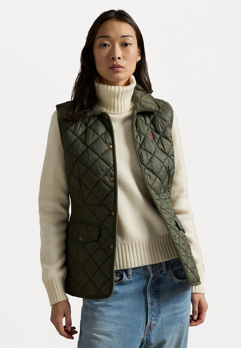Polo Ralph Lauren CORDUROY TRIM QUILTED VEST - Weste - ranger green ...