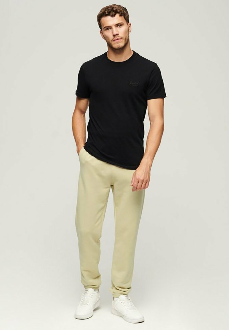 Superdry Logo Tapered Joggers Tracksuit Bottoms Pelican Beige Beige
