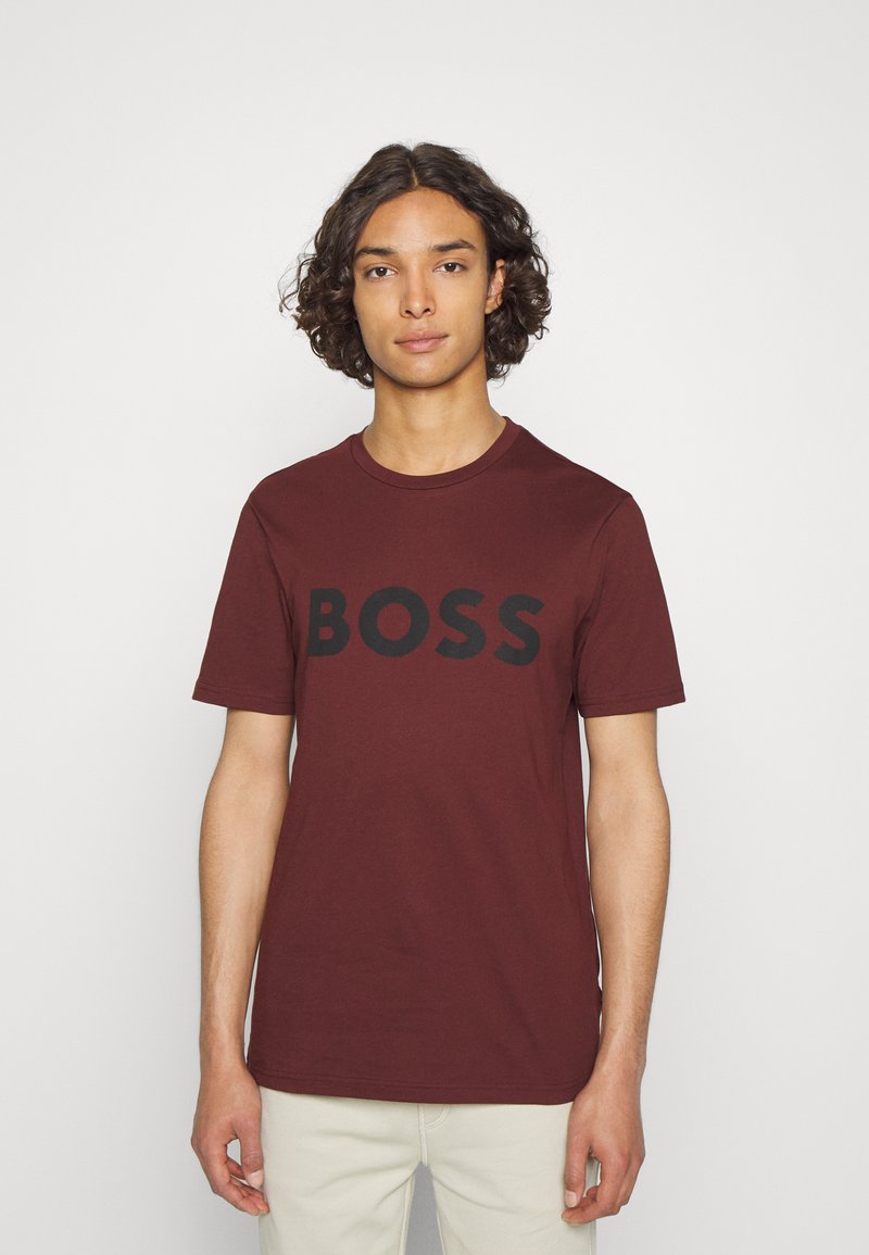 Boss Thinking Print T Shirt Dark Red Zalando De