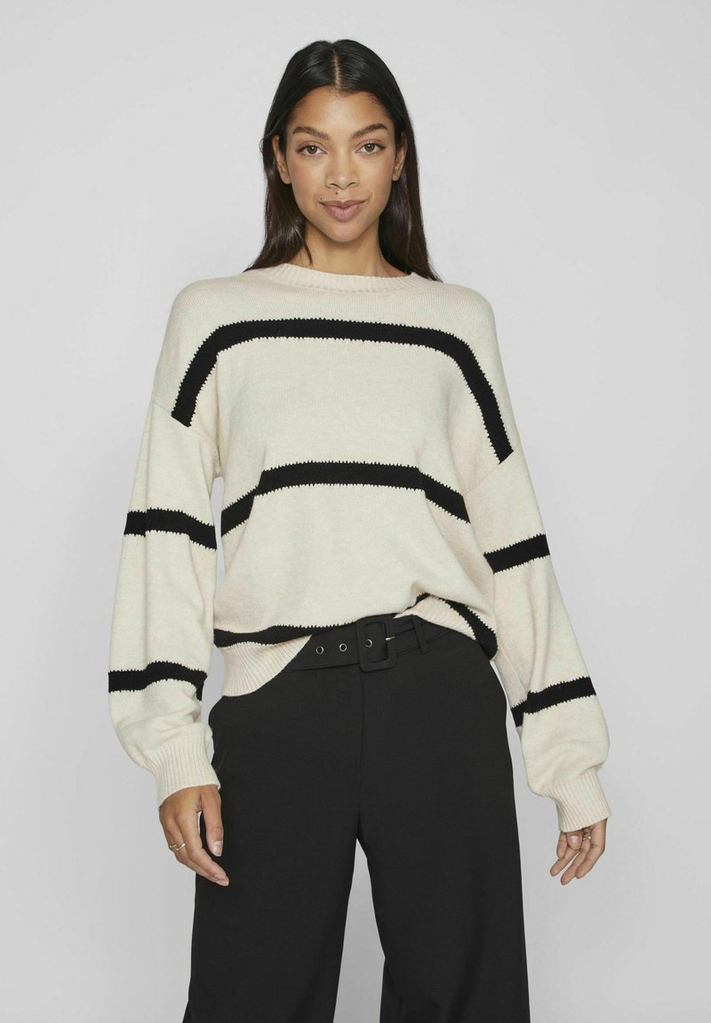 VILA GESTREIFTER - Strickpullover - super light natural melan/offwhite ...