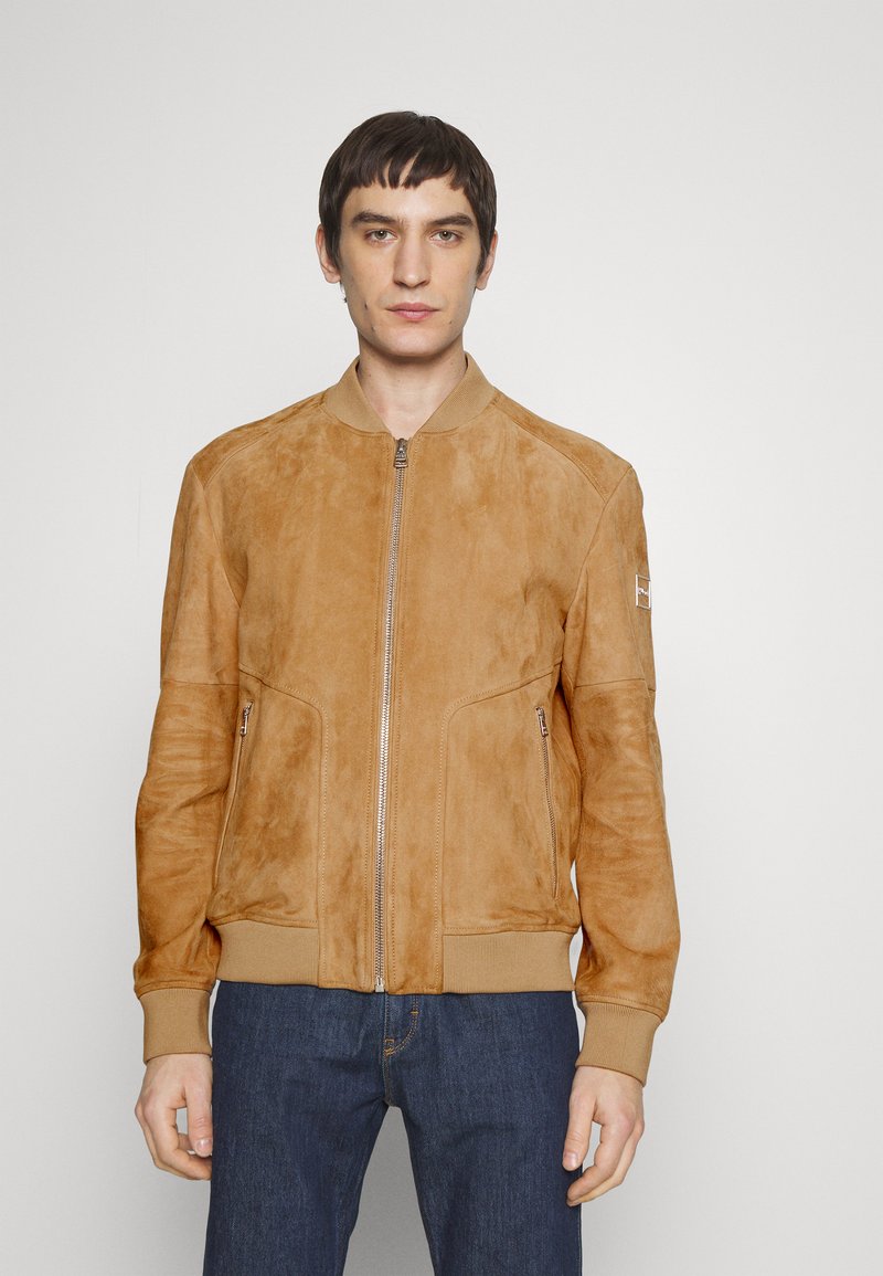 HUGO LUIGI - Leather jacket - light beige/beige - Zalando