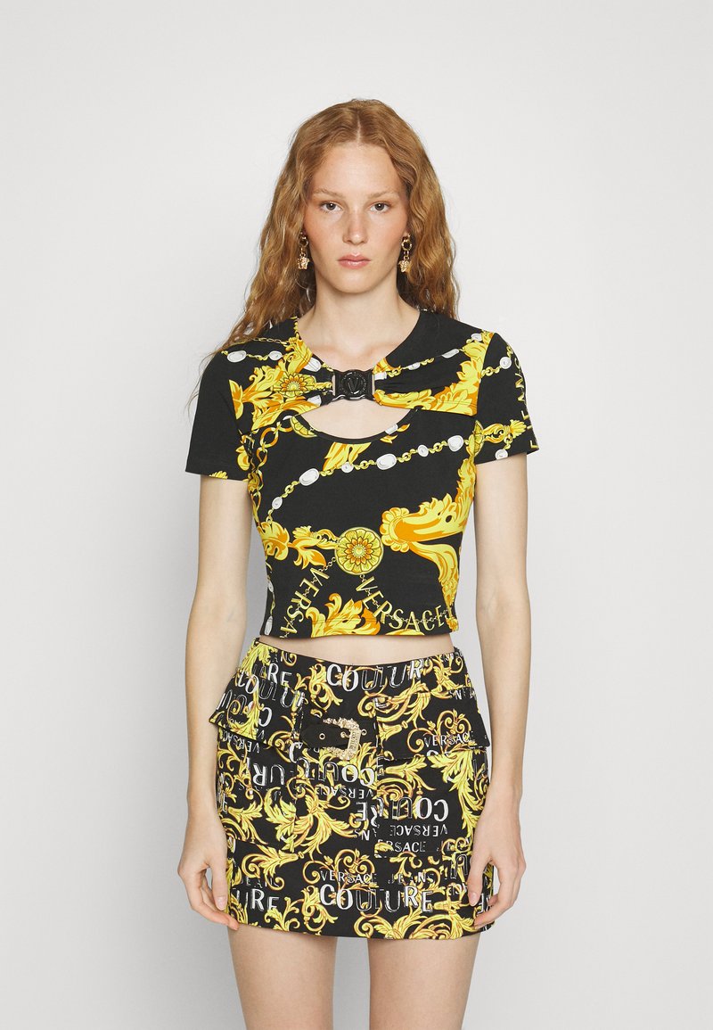 Versace Jeans Couture INTERLOCK CHAIN COUTURE - Top - black/gold/black ...