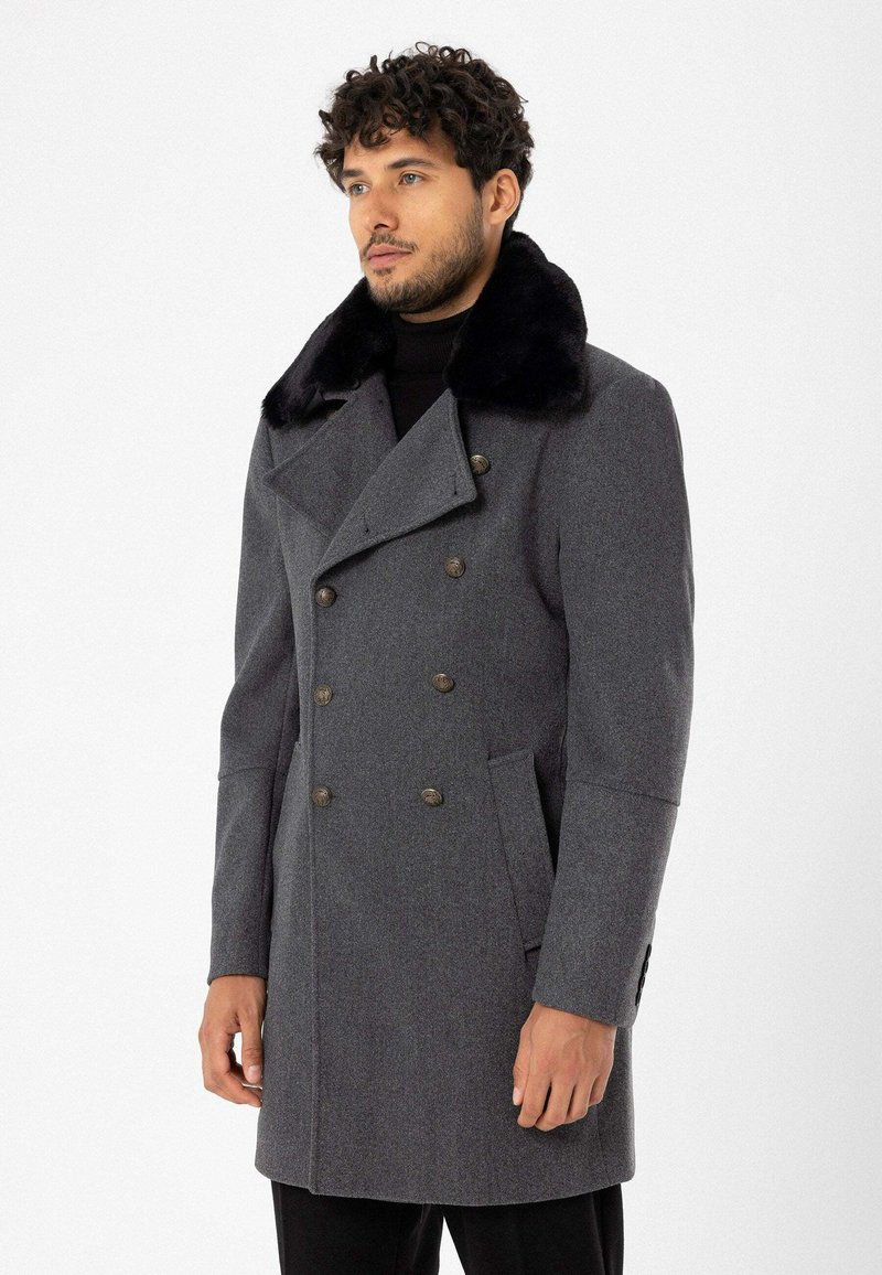 Antioch COLLAR DETAILED DOUBLE BREASTED - Short coat - smoked ...