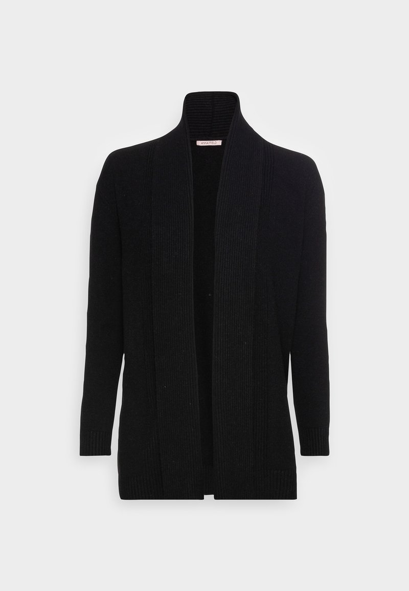 Anna Field RIBBED FOLD COLLAR - Chaqueta de punto - black/negro ...
