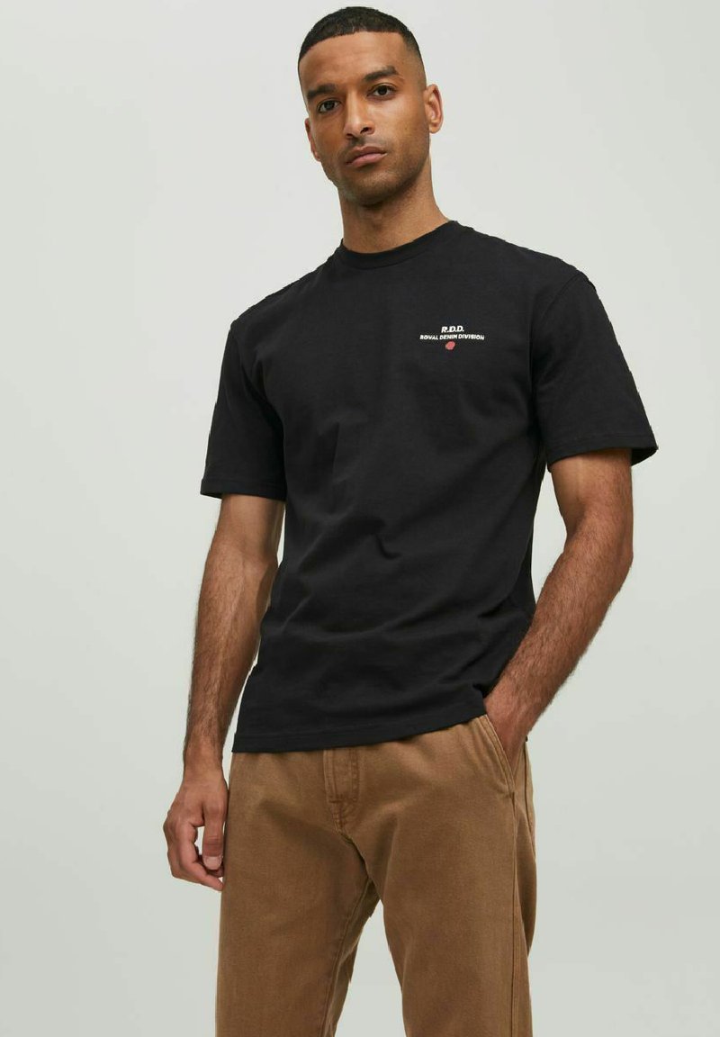 Jack & Jones JJRDD EDDY SS CREW NECK SN - T-shirts print - black/sort ...