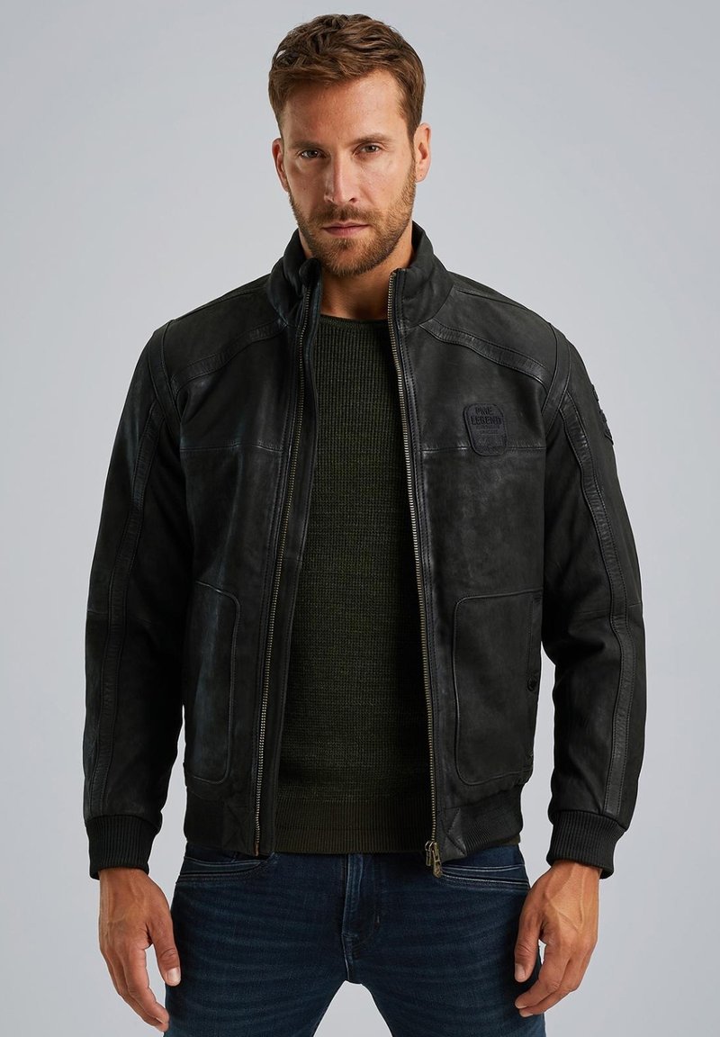 PME Legend AIR BRIDGE - Leather jacket - black - Zalando