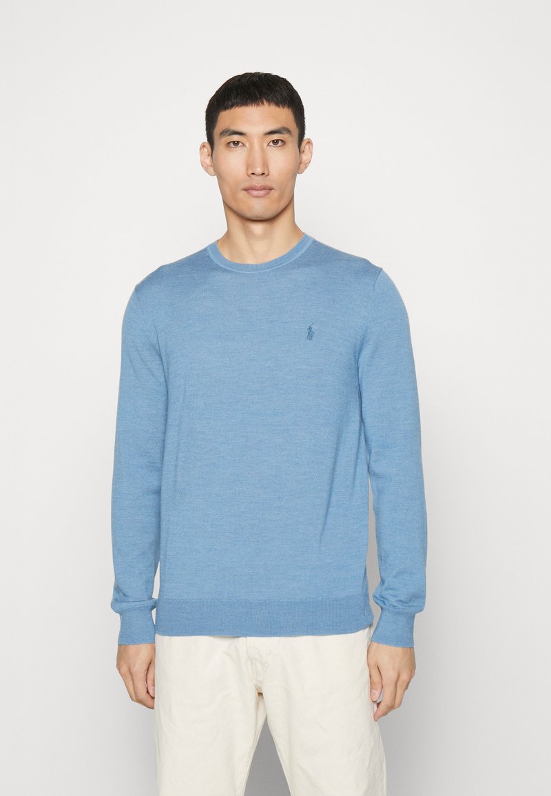 Polo Ralph Lauren LONG SLEEVE - Pullover - sky blue heather/bleu marine ...