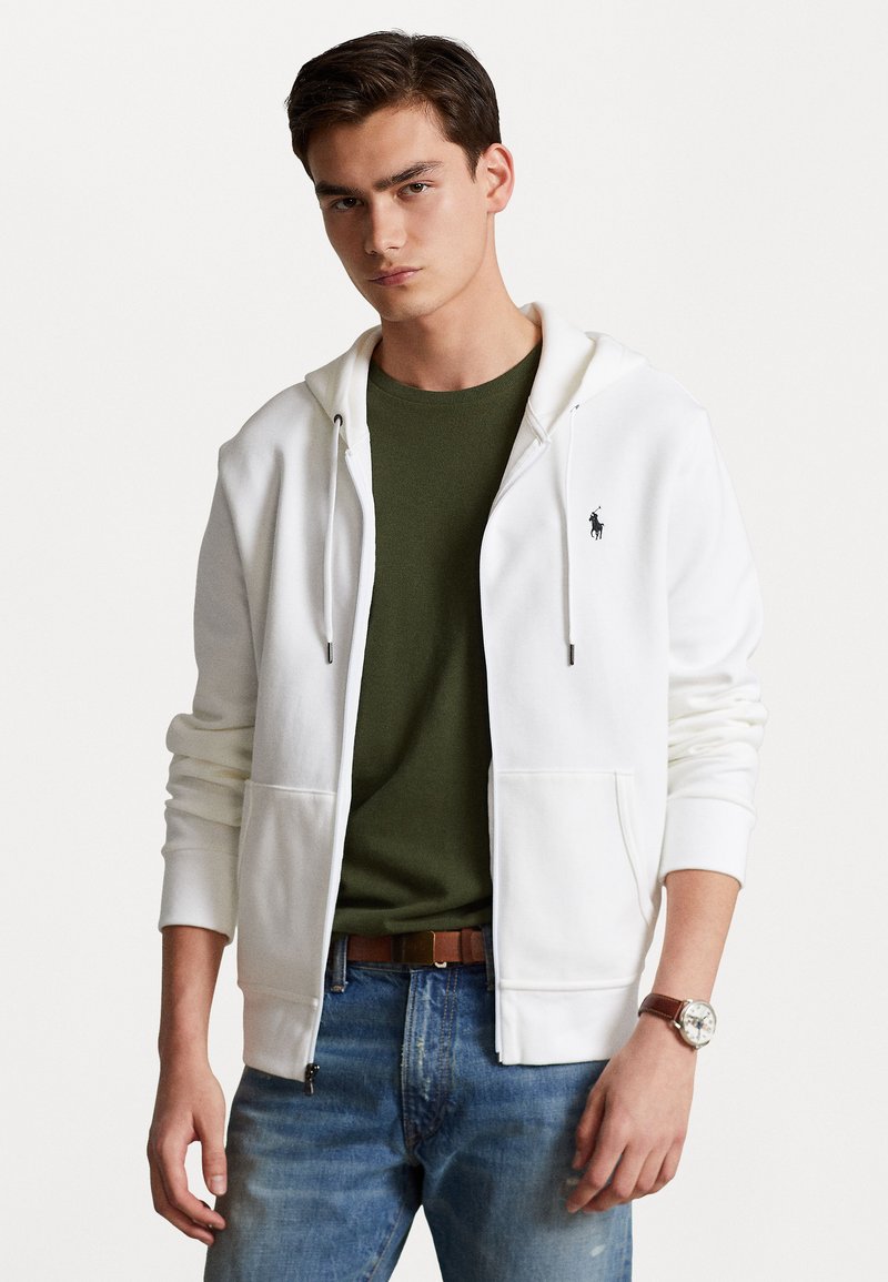 Polo Ralph Lauren LONG SLEEVE - Zip-up sweatshirt - white - Zalando.co.uk
