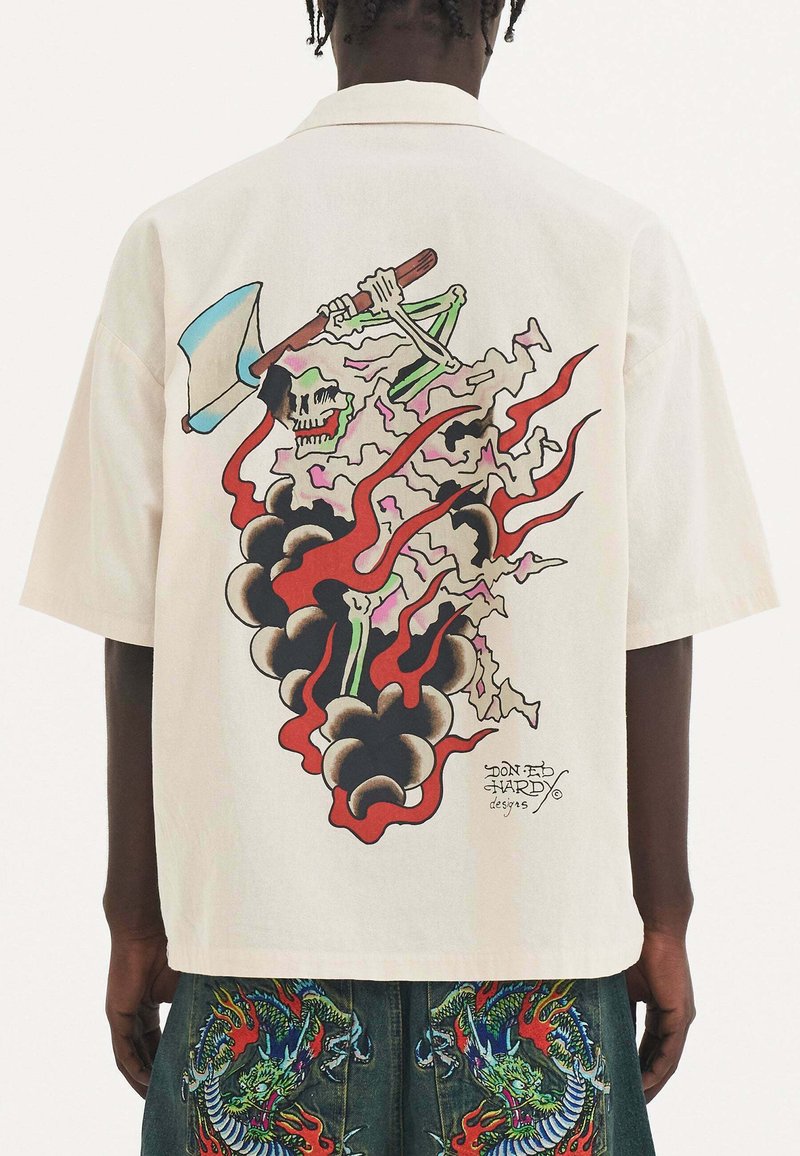 Ed Hardy DEATH FIGHTER CAMP SHORT SLEEVE SHIRT - Shirt - beige - Zalando.ie