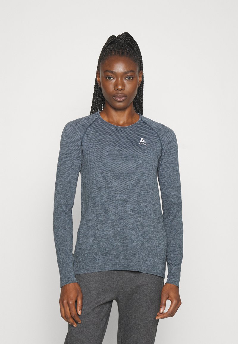 ODLO CREW NECK ESSENTIAL SEAMLESS - Langarmshirt - india ink/dunkelblau ...