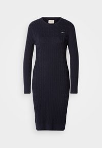 GANT CABLE C NECK DRESS - Robe fourreau - evening blue/bleu marine ...