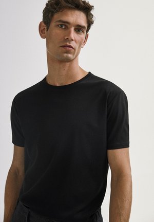 Massimo Dutti SHORT SLEEVE - T-shirt basic - black/zwart - Zalando.nl