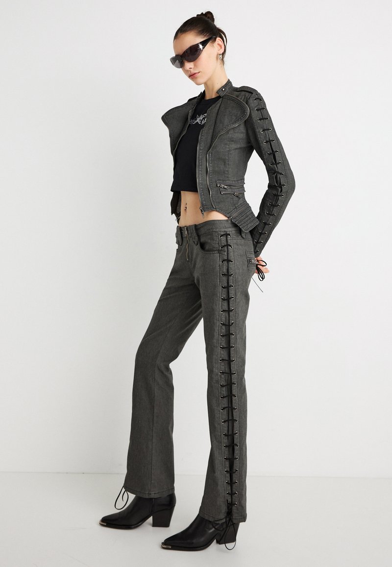 Jaded London MILITARY JACKET WITH LACE UP DETAIL - Denim jacket - black ...