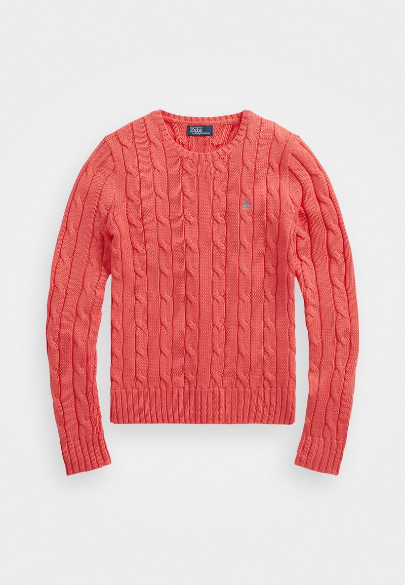 Polo Ralph Lauren CABLE KNIT COTTON CREWNECK SWEATER - Jumper - ruby ...